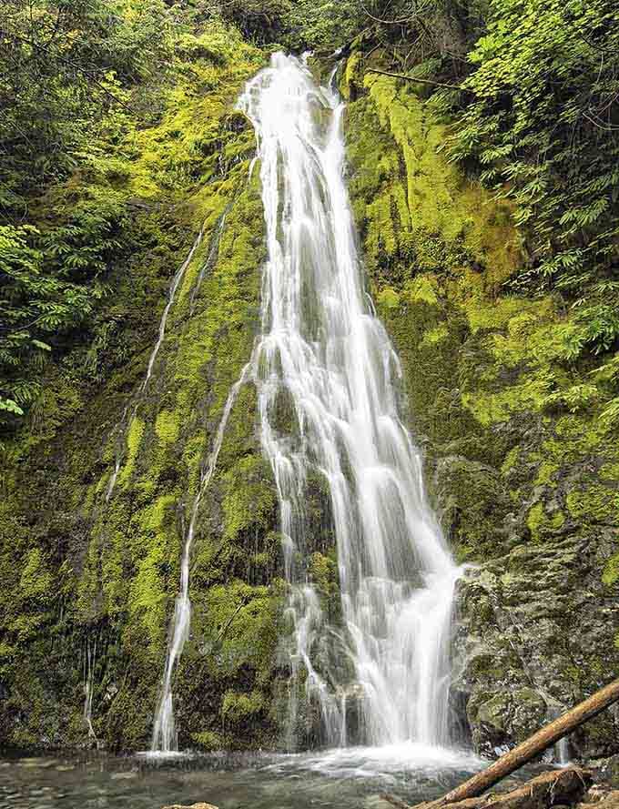 Delicate ribbons of water slide down moss-draped cliffs, creating an elegant display that changes with every season.