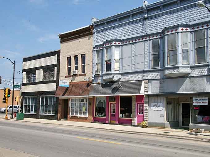 Colorful storefronts line up like a rainbow of small-town dreams, each one offering something you didn't know you needed.