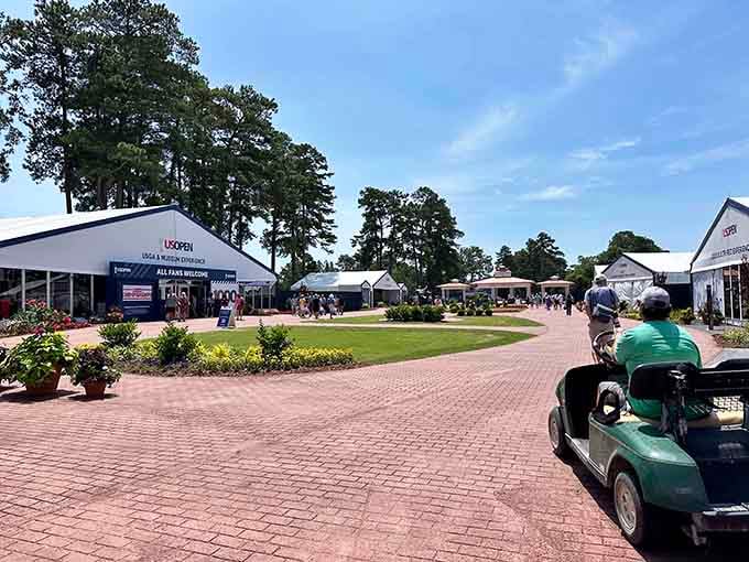 Golf carts, brick pathways, and a USGA banner overhead, Pinehurst during the US Open is pure, sun-drenched sporting magic.