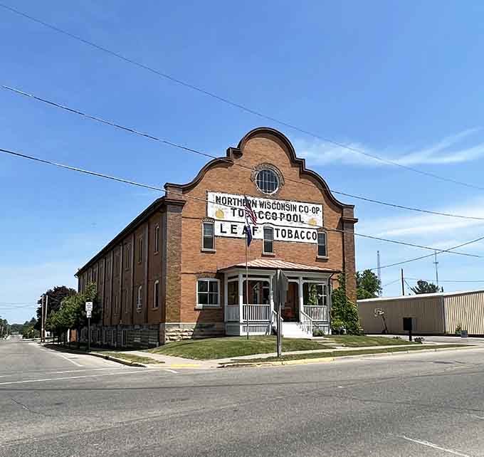 The Northern Wisconsin Co-op Tobacco Pool building rises above Viroqua like a proud architectural exclamation point from another era entirely.