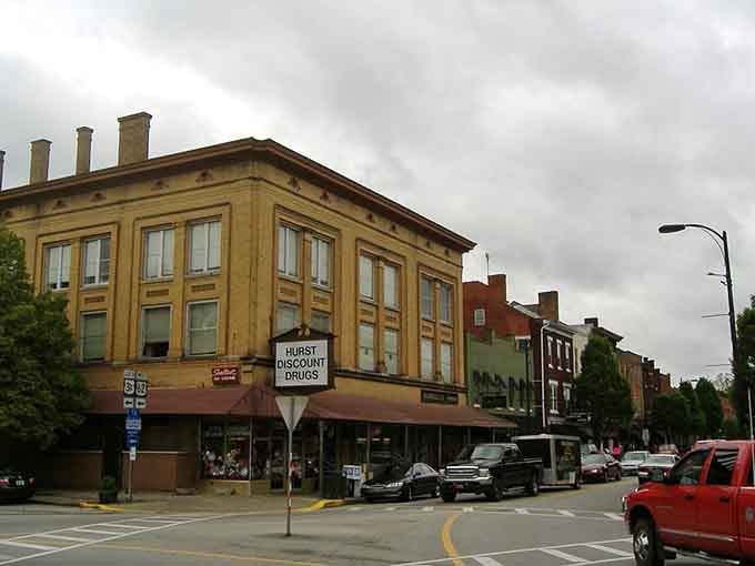 Hurst Discount Drugs anchors this classic Bardstown corner like a friendly neighbor who's always been there.