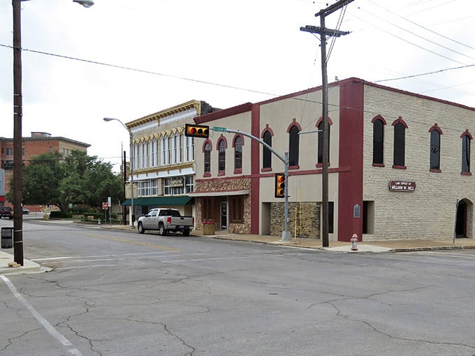 Brownwood's corner intersection reveals a charming mix of limestone, brick, and arched windows that would make any architect stop and stare.