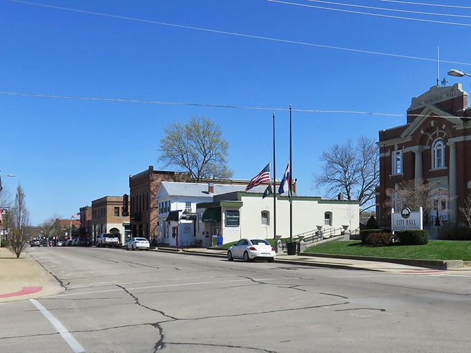 Farmington's City Hall sits proudly beside the American flag, radiating the kind of civic dignity that makes a town feel real.
