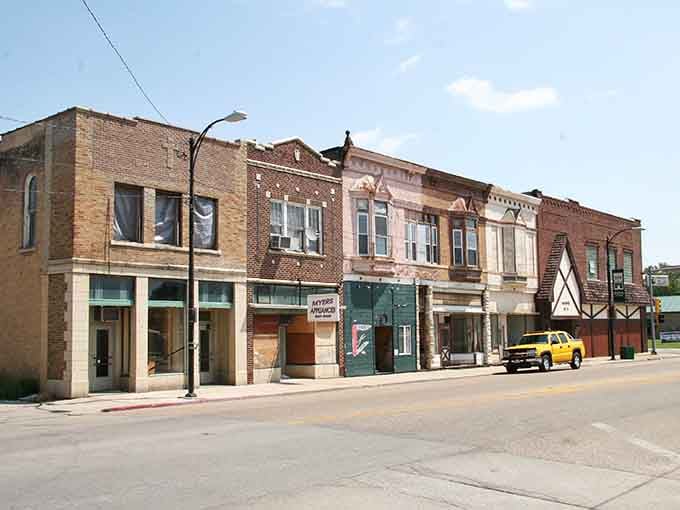 Varied rooflines and architectural styles create a streetscape that's more interesting than any planned suburban development could ever be.