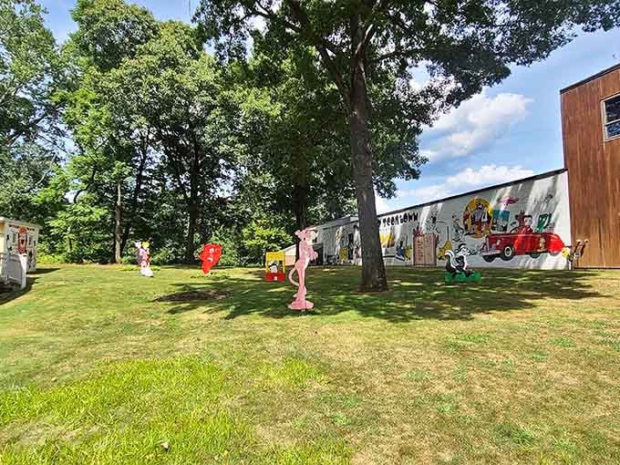 The Pink Panther and friends roam the grounds like they own the place, because here, they do.