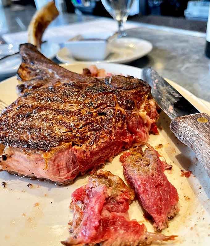Behold the ribeye in all its marbled glory, a masterpiece of beef that photographs don't quite capture.
