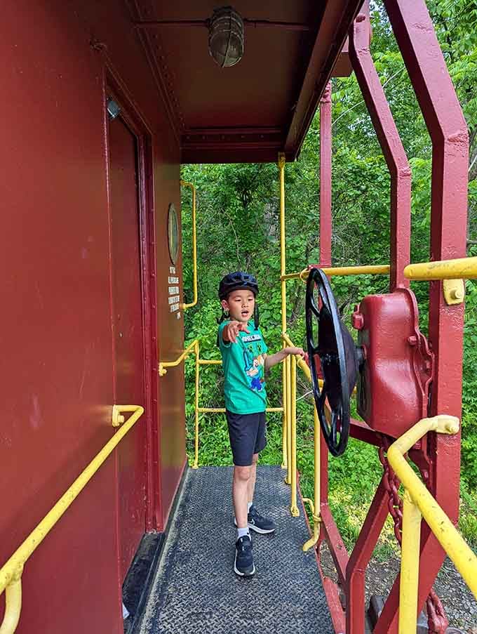 Every kid who climbs up here immediately becomes the most important conductor in Arlington history.