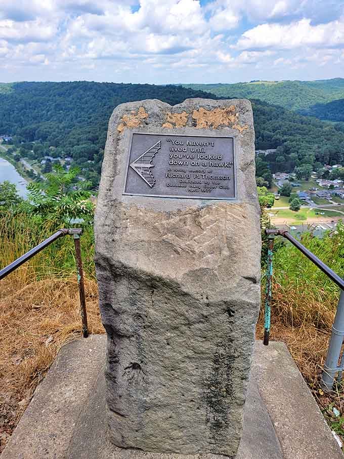 A plaque reading "You haven't lived until you've looked down on a hawk" says everything about this extraordinary place.