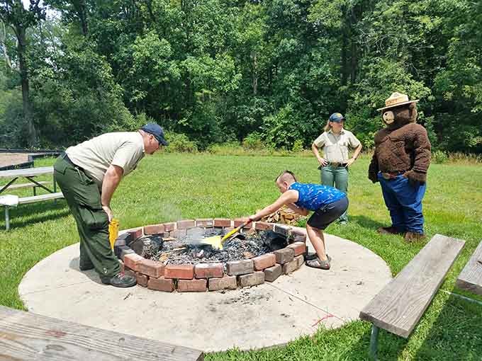 Smokey Bear approves this campfire gathering, where marshmallows meet their delicious destiny and memories get made.