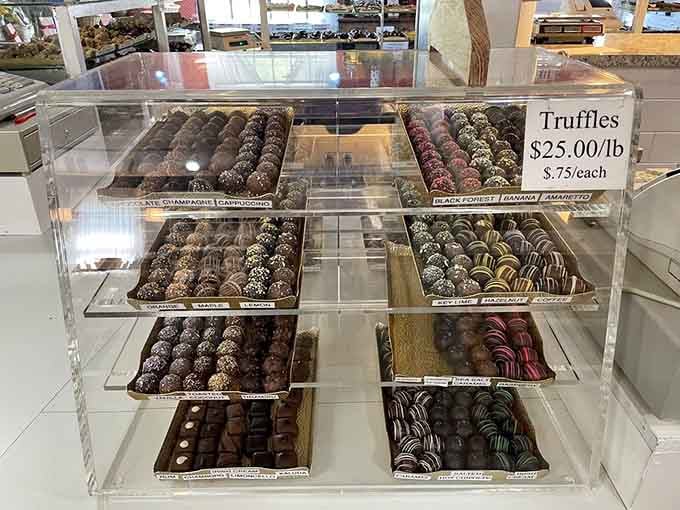 A whole case of handcrafted truffles in flavors like champagne, cappuccino, key lime, and hazelnut. Yes, really.