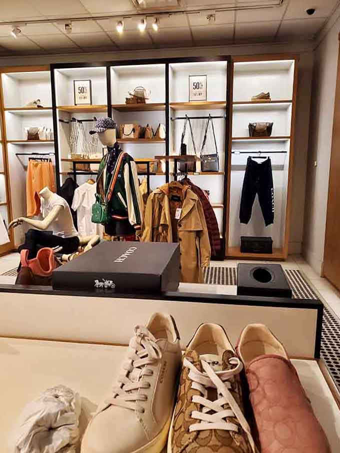 Coach sneakers and handbags at outlet prices. Your wallet just quietly thanked you for making the drive.