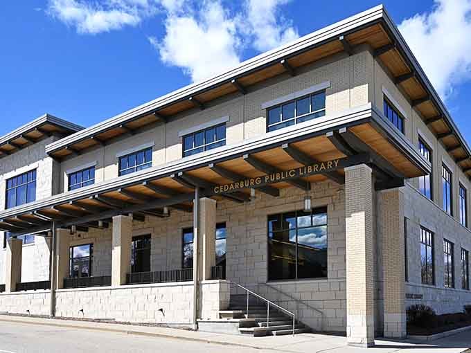 The public library blends modern design with community spirit, proving small towns know how to do civic buildings right.