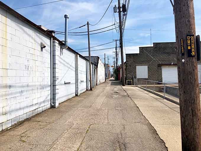These quiet alleys tell stories the main streets won't, where delivery trucks and decades of daily life leave their mark.