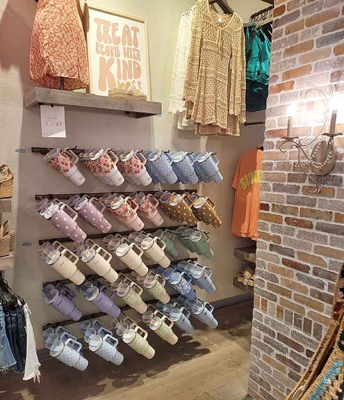 A wall of pastel tumblers so perfectly arranged, you'll feel guilty picking just one favorite color.