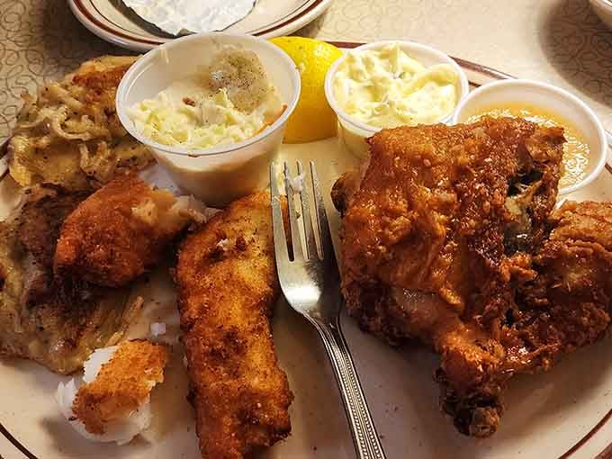 Why choose between fish and chicken when Crandall's lets you have both on one glorious plate?