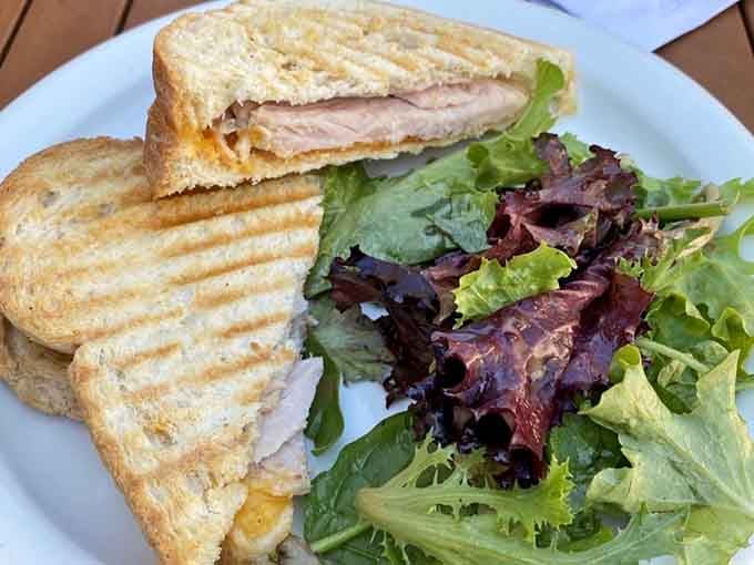 Crispy panini, fresh greens, and that satisfying crunch when you pick it up. Lunch just got a whole lot more interesting.