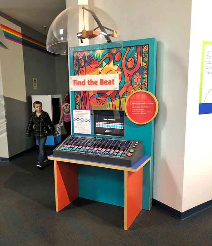 The colorful "Find the Beat" station invites kids to compose their own rhythms, because every future musician starts somewhere wonderful.
