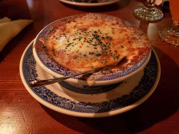 Served in a proper tureen like it deserves, this Baked King's Onion Soup is the reason road trips were invented.