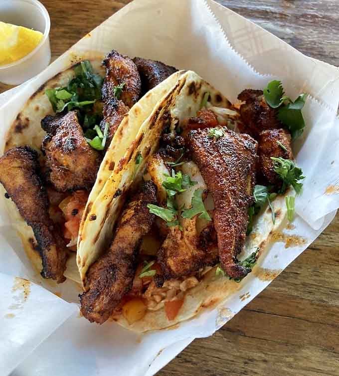 Blackened, bold, and beautifully seasoned. These fish tacos prove Donahue's isn't a one-trick seafood pony.