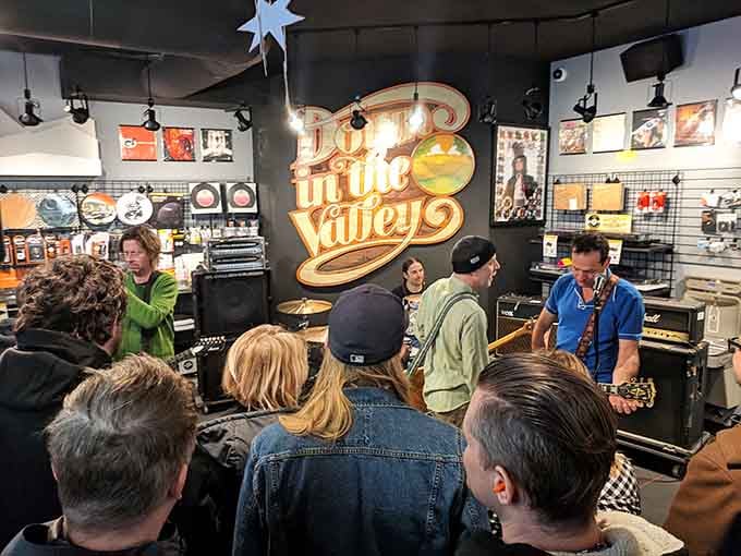 Live music happening right inside the store. Because apparently Down In The Valley decided shopping wasn't exciting enough already.