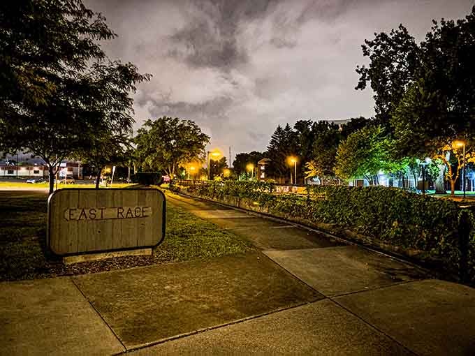 The East Race entrance at night feels like a quiet invitation to something genuinely unforgettable waiting just ahead.