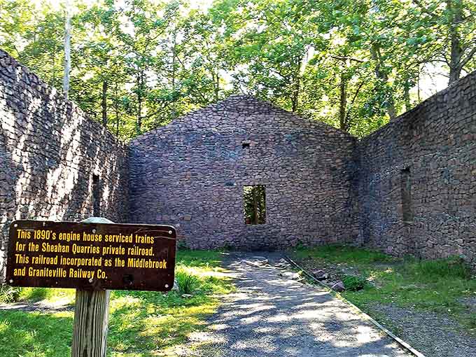 This 1890s engine house once served the Sheahan Quarries railroad. History hiding in plain sight.