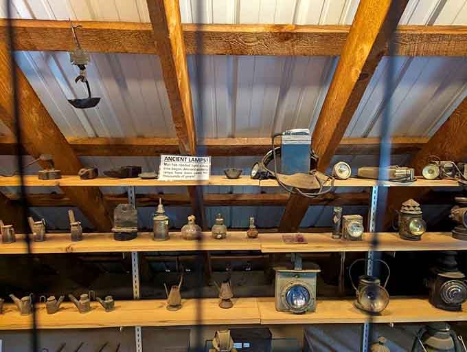 Rows of mining lamps that once lit the darkest tunnels. Each one has a story worth hearing.