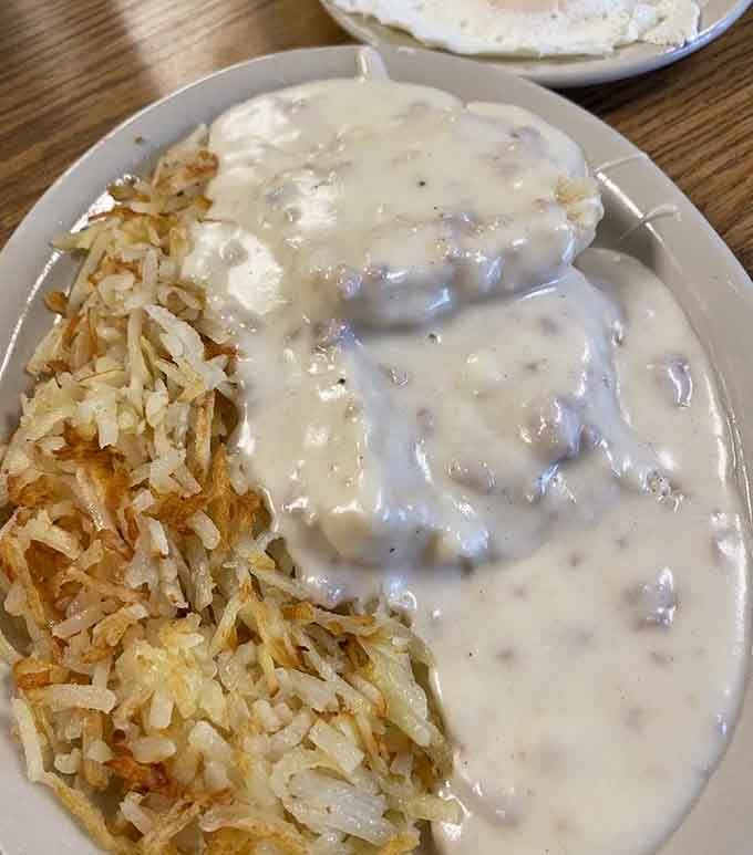 Biscuits and gravy done right, the kind of comfort food that makes you understand why people write songs about home.