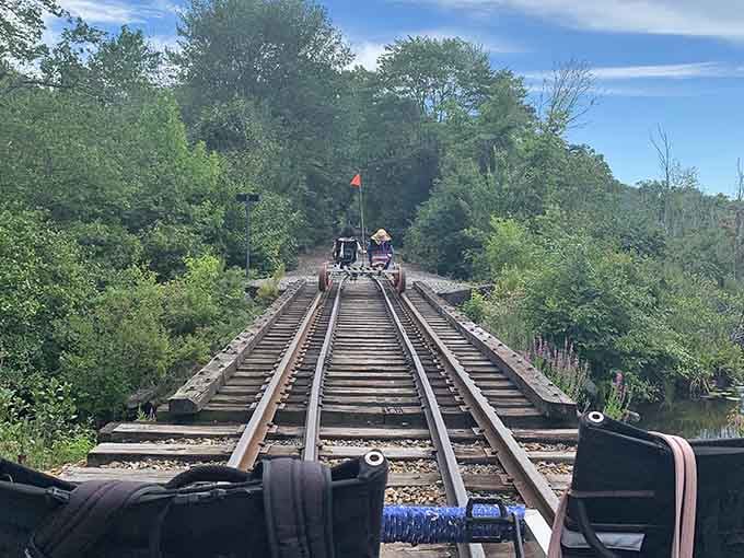 One rail bike, one trestle bridge, and a view that makes every other weekend plan feel inadequate.