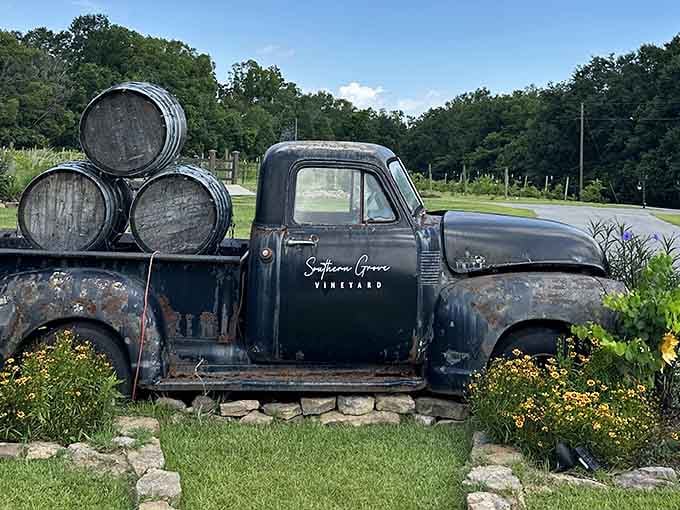 Southern Grove Vineyard's vintage truck says everything: old soul, good wine, and absolutely zero rush to be anywhere.