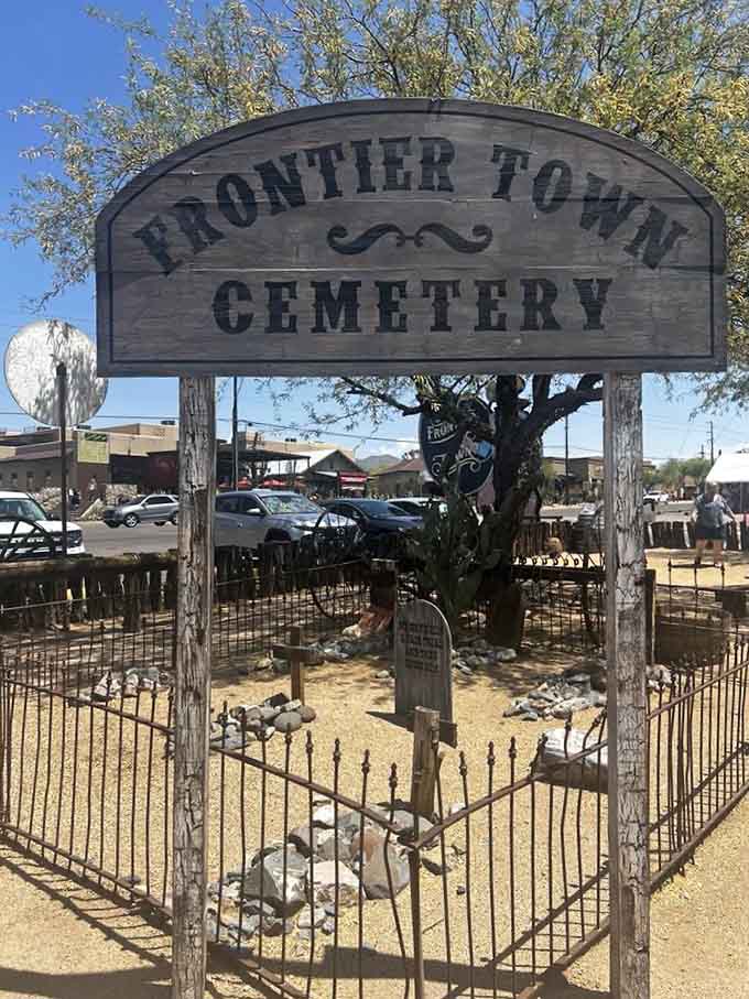 The Frontier Town Cemetery reminds you that even the Wild West had its quieter, more permanent residents.