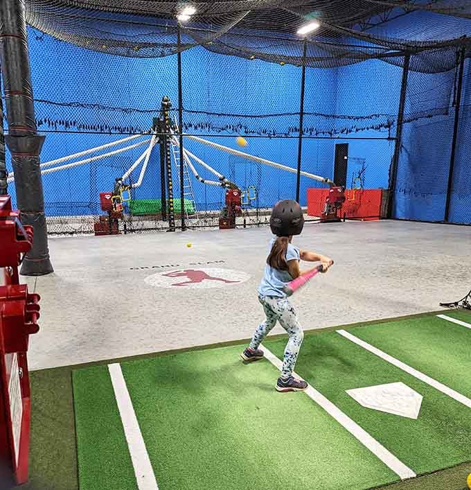 Helmet on, bat ready, game face activated. Grand Slam's batting cages welcome beginners and future All-Stars alike.