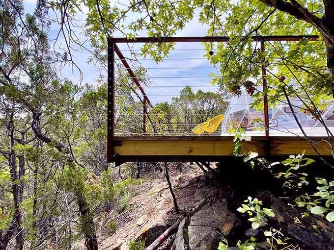 That wooden deck, suspended above the rocks and cedar trees, is basically a front-row seat to nature's best show.