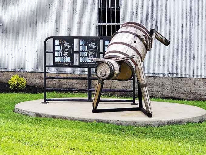 A bull made entirely from bourbon barrels. No bull, just bourbon, and honestly, that's enough.