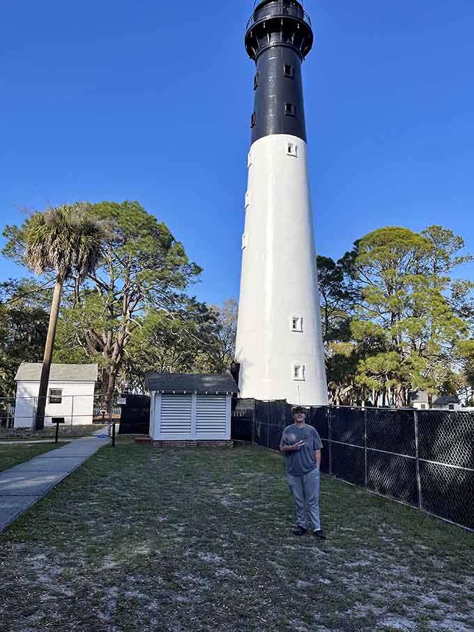 Even standing next to it, the sheer scale of the Hunting Island Lighthouse takes a moment to fully register.