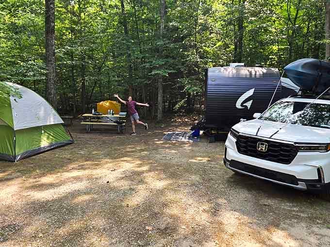 When your campsite looks this good, even the tent gets excited about the trip.