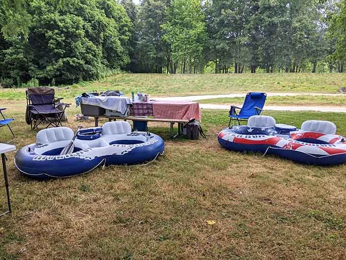 These patriotic inflatables are ready for duty, and the James River is their calling.