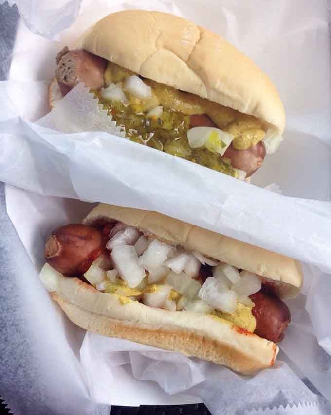 One with relish, one with chili&mdash;because variety is the spice of life, even in hot dog form.