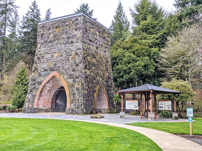 The Oswego Iron Furnace stands like a proud old storyteller who has seen absolutely everything this town has been through.