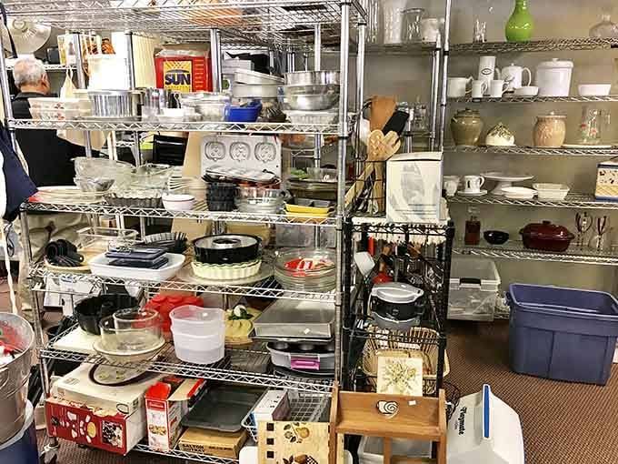 Every shelf tells a story, and this one says someone out there owned a truly impressive collection of baking pans.
