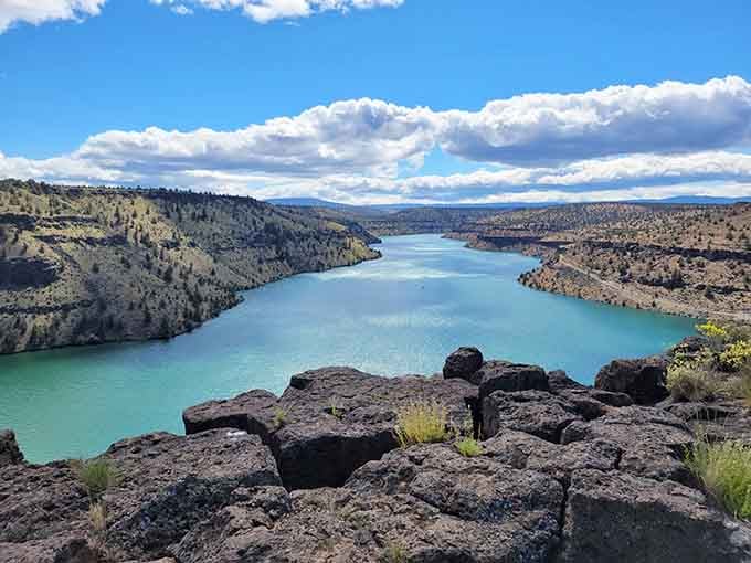 That turquoise water cutting through ancient canyon walls near Madras looks borrowed straight from a dream sequence.