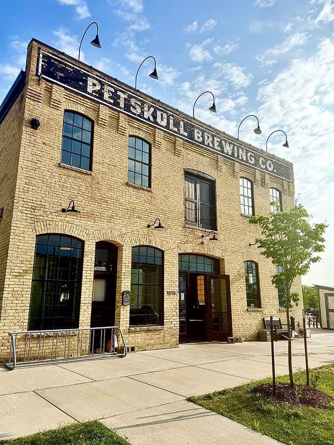 PetSkull Brewing Company occupies a beautifully restored building where history meets hops in perfect harmony.