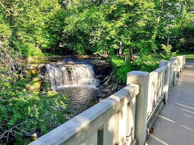 The viewing bridge offers front-row seats to nature's perpetual show, no ticket required for this performance.