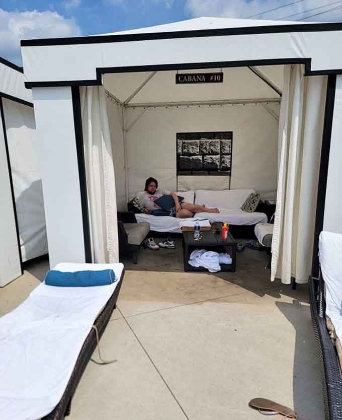 A private cabana at a waterpark is the adult version of building the best blanket fort imaginable.