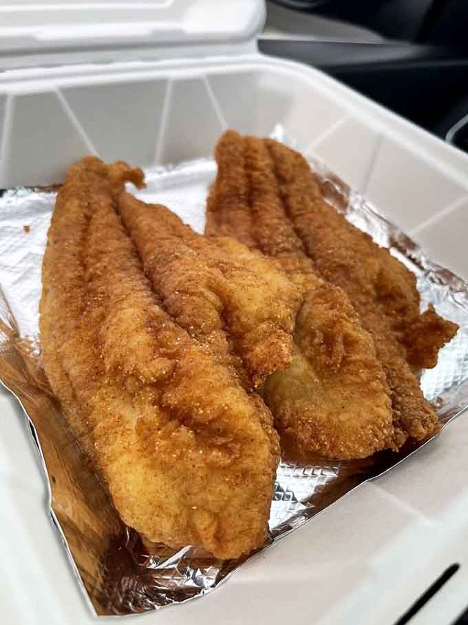 Those long, golden catfish fillets are seasoned so beautifully, even the skeptics at the table go completely quiet.