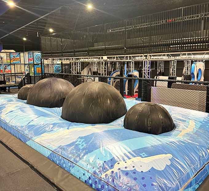 Those inflatable dome bumps aren't going to hop over themselves, and neither will your dignity, but that's the fun part.