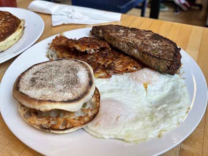 When meatloaf meets breakfast, magic happens on a plate that defies all conventional morning meal expectations.