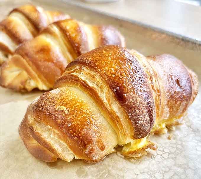 Cheese and croissant unite in holy matrimony, creating layers of joy that photograph beautifully but taste better.
