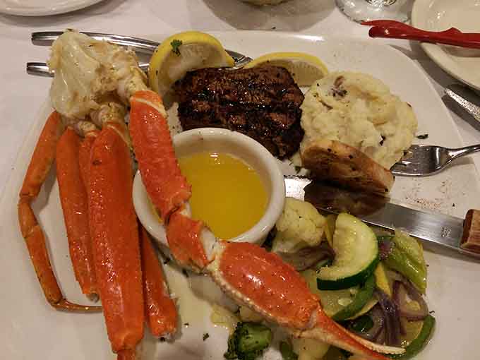 Steak meets crab legs in a surf and turf that makes choosing between land and sea completely unnecessary.