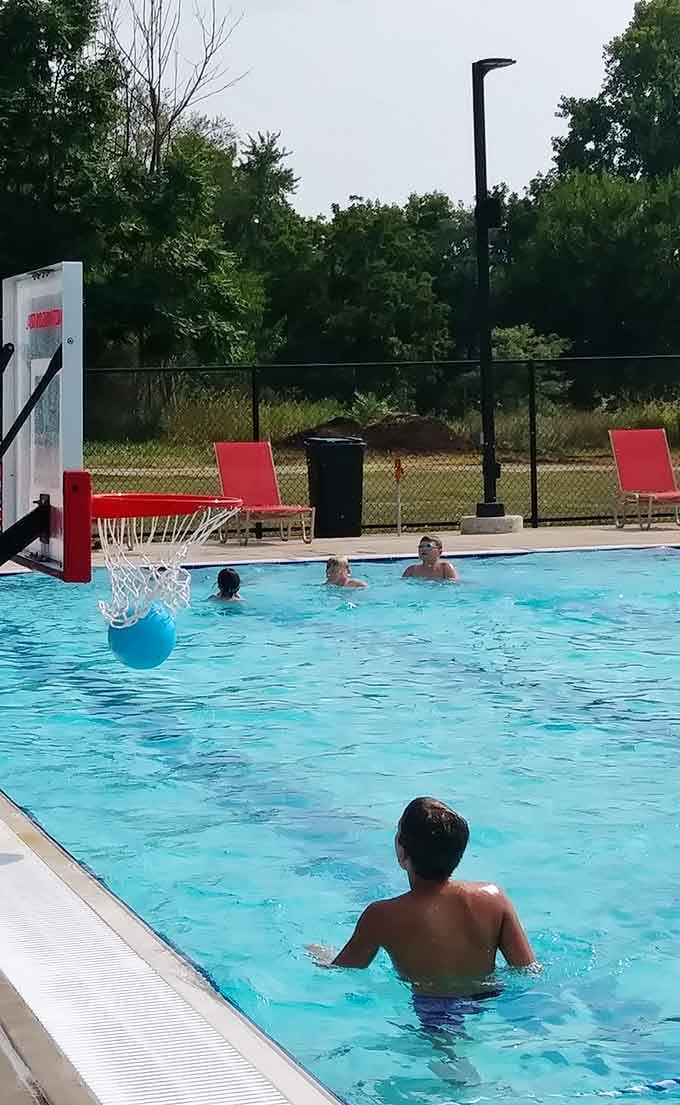 Water basketball, where the rules are loose, the competition is fierce, and nobody really keeps score anyway.